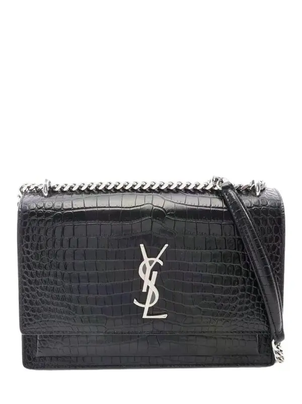 Saint Laurent 2010s Medium Sunset Leather Shoulder Bag - Black