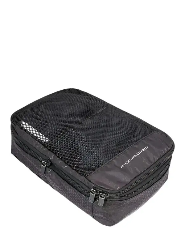 PIQUADRO Mesh Panelled Logo-print Packing Cube - Black
