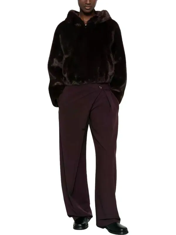 Pinko Faux-fur Hooded Jacket - Brown