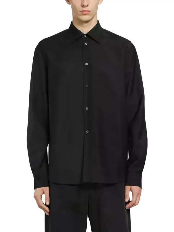 JIL SANDER Wool-mohair Canvas Shirt - Black