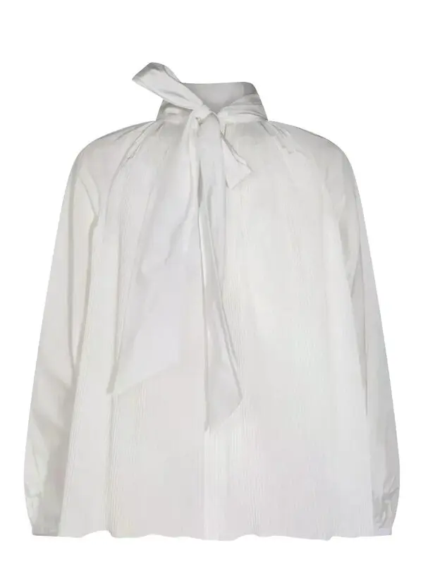 Max Mara Pleated Pussy-bow Blouse - White