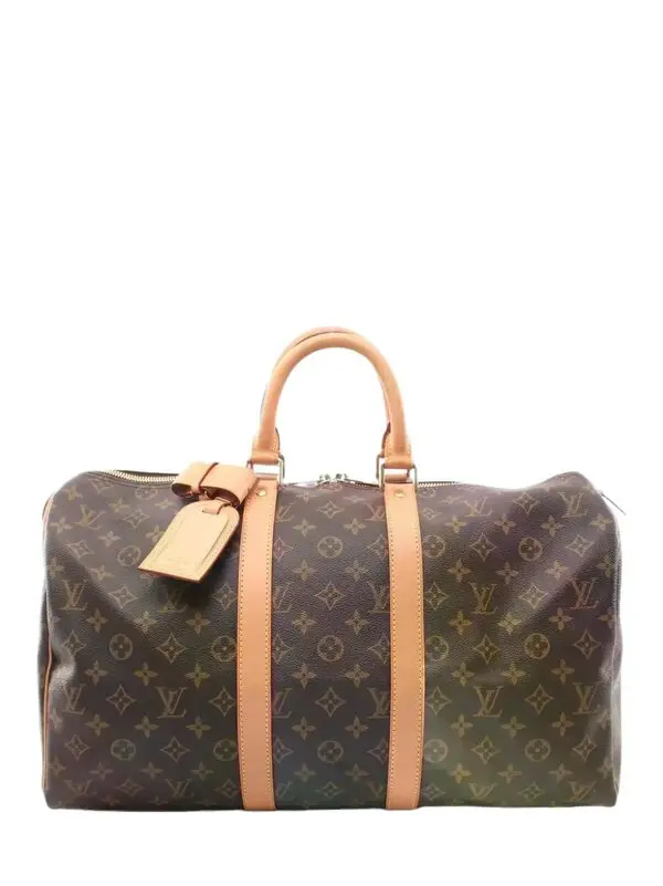 LOUIS VUITTON Monogram Keepall Boston Bag - Brown