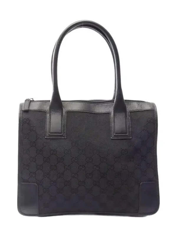 Gucci 2000s Medium Gg Canvas Tote Bag - Black
