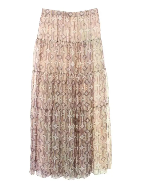 Celine 2010s Tiered Geometric-pattern Skirt - Neutrals