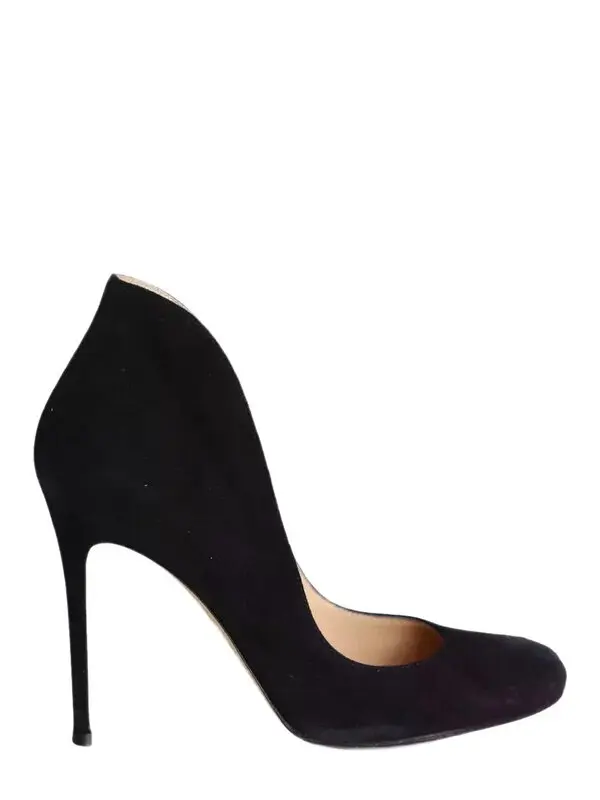 GIANVITO ROSSI Suede Flared Heel Pumps - Black
