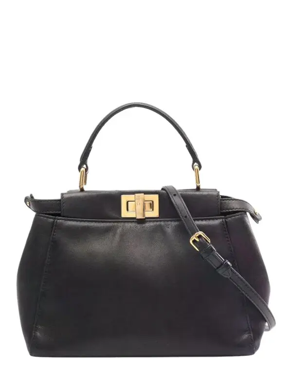 Fendi 2000s Mini Peekaboo Two-way Leather Handbag - Black
