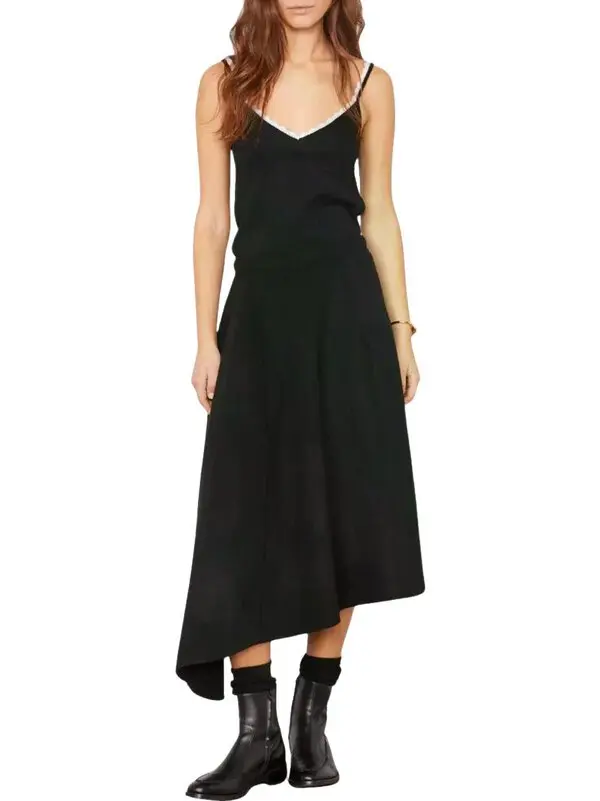 Officine Générale Asymmetrical Panelled Midi Skirt - Black