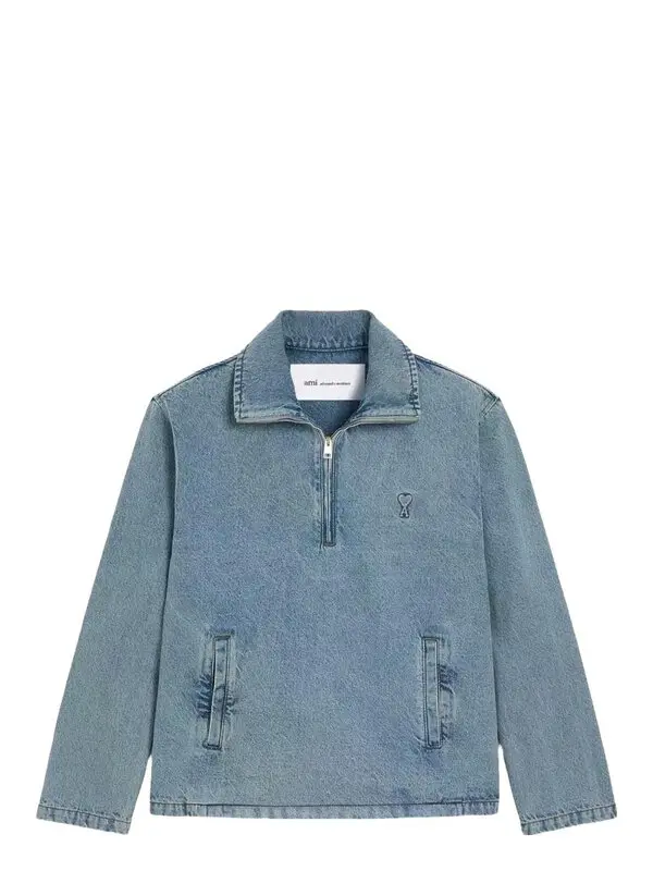 AMI Paris Cotton Vareuse With De Coeur - Blue