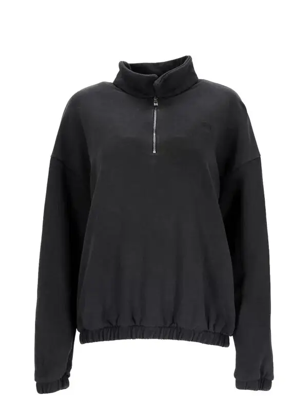 TOTEME Half-zip Cotton Sweatshirt - Black