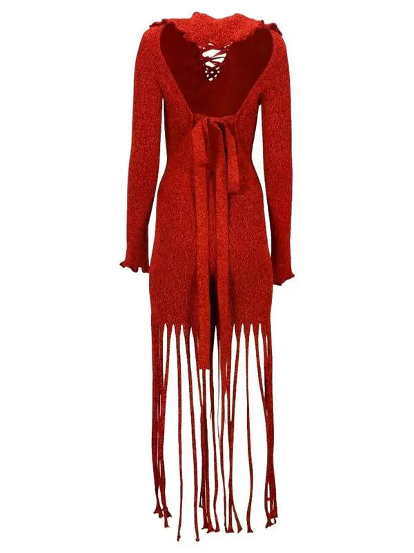 Alanui Fringed Hem Dress - Red
