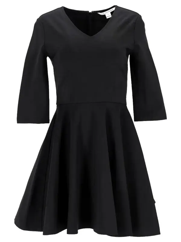 Diane Von Furstenberg V-neck Flared Mini Dress - Black