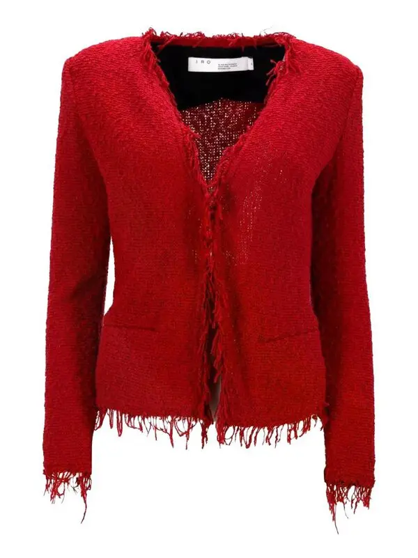 IRO PARIS Tweed Frayed Jacket - Red