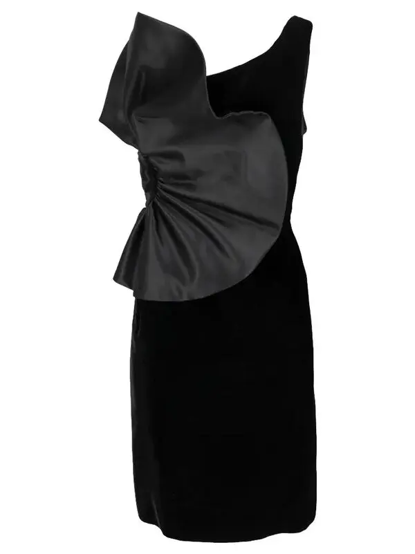 Giorgio Armani Velvet Midi Dress With Bow Detail - Black