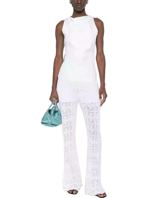 Liviana Conti Crochet Knit Flared Trousers - White