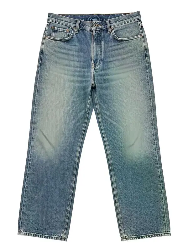 ODEEH Faded Effect Whiskering Jeans - Blue