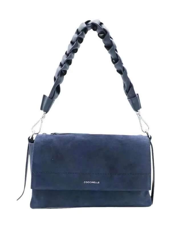COCCINELLE Suede Shoulder Bag With Braided Handle - Blue