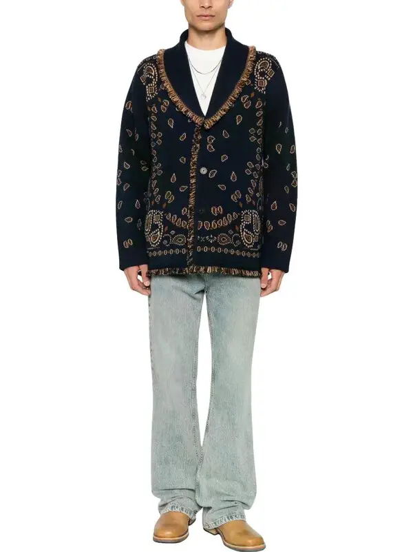 Alanui Paisley Jacquard Cardigan - Blue