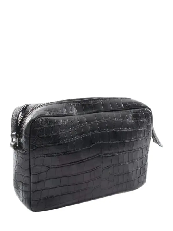 Saint Laurent Lou Croc-embossed Leather Crossbody Bag - Black