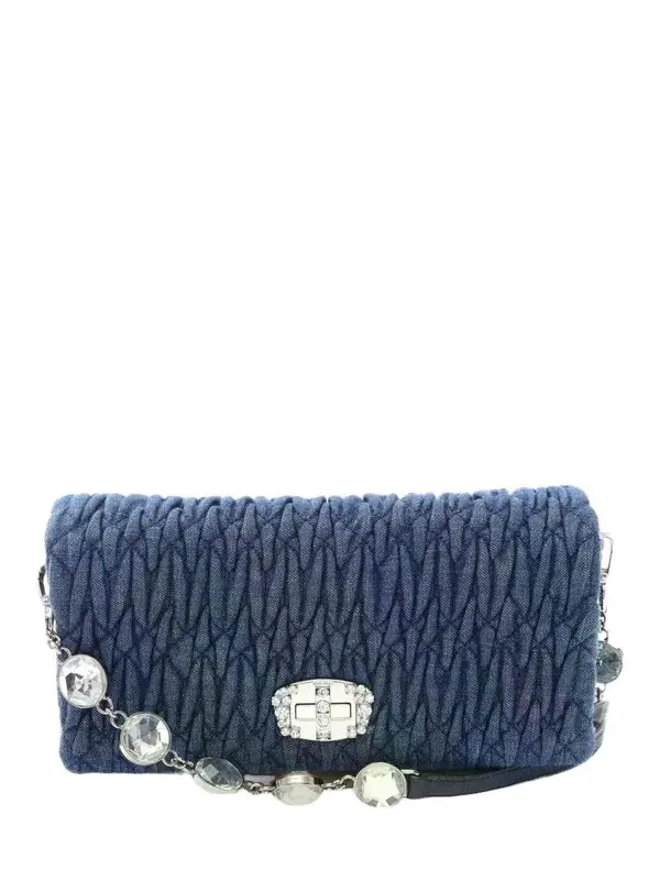 Miu Miu 2010s Crystal Matelassé Shoulder Bag - Blue