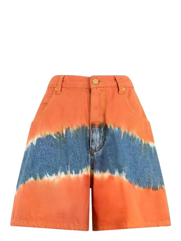 Alberta Ferretti Tie-dye Denim Shorts - Orange