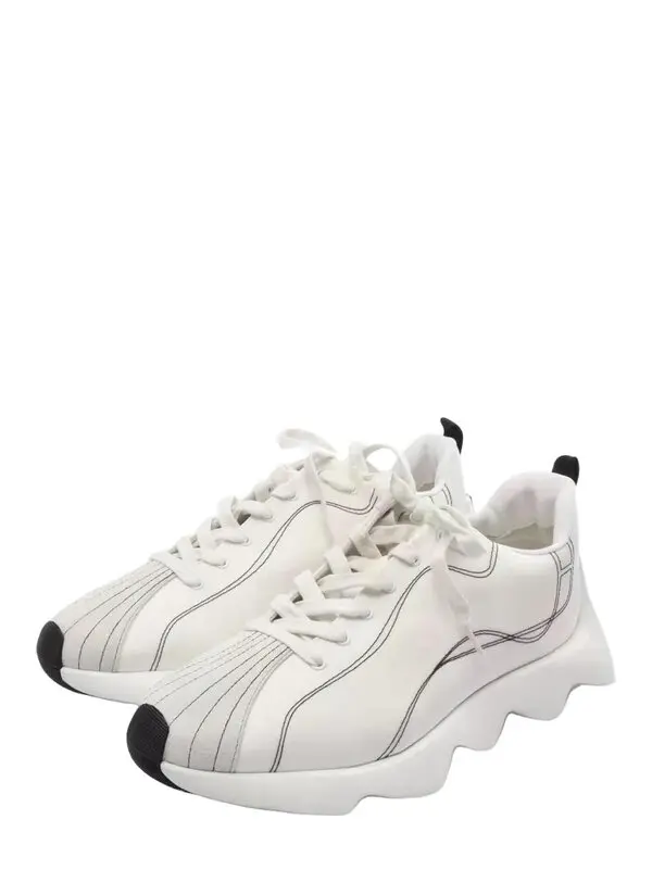 Hermès Suede Detail Lace Up Sneakers - White