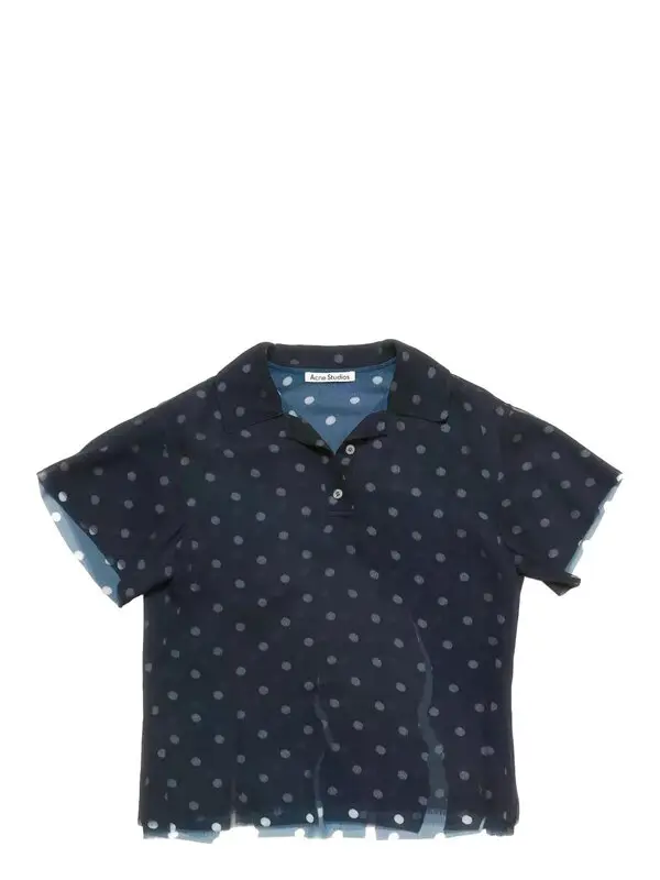 Acne Studios Polka Dot Short Sleeve Polo Shirt - Blue