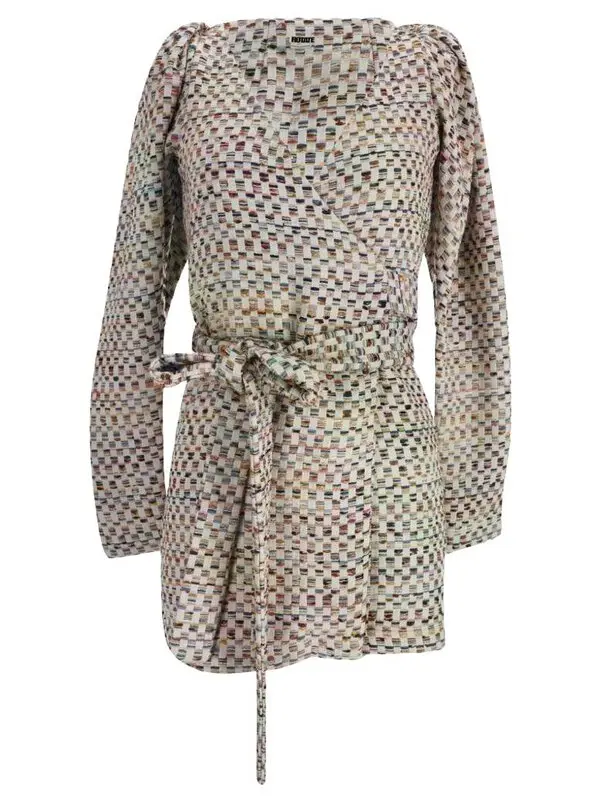 ROTATE BY BIRGER CHRISTENSEN Bridget Mini Wrap Dress - Neutrals