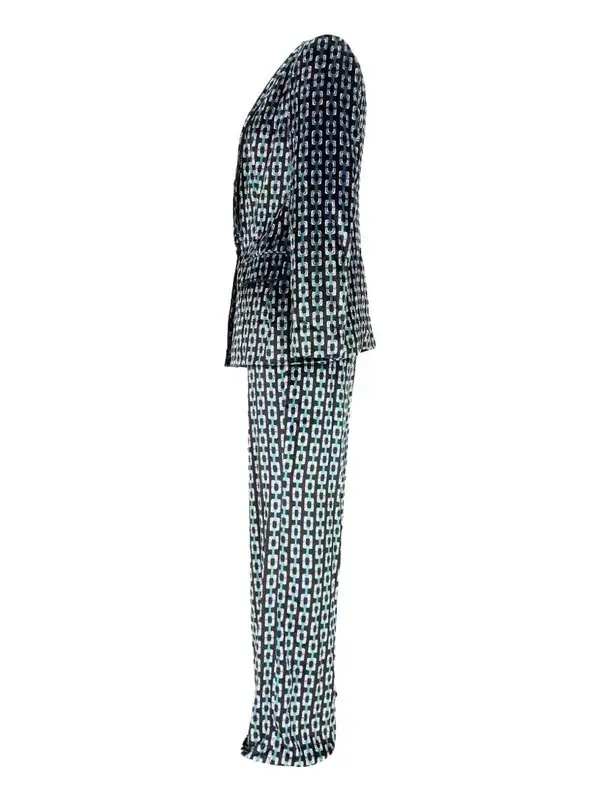Diane Von Furstenberg Chiana Double-breasted Printed Blazer And Pants Set - Black