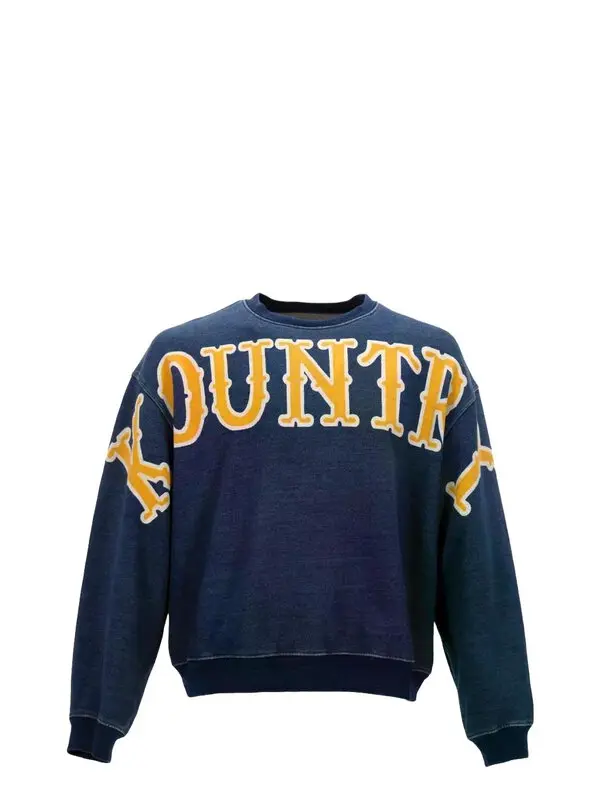 Kapital Logo Print Crewneck Sweatshirt - Blue