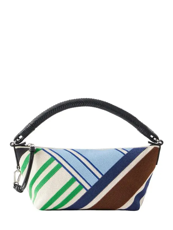 Loewe Cala Bayadere Leather-trimmed Striped Canvas Shoulder Bag - Green