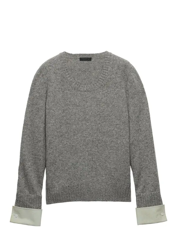 Prada Shetland Wool Scoop-neck Sweater - Grey