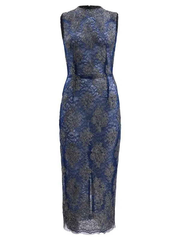 FRANCESCA MIRANDA Estela Midi Lace Dress - Navy