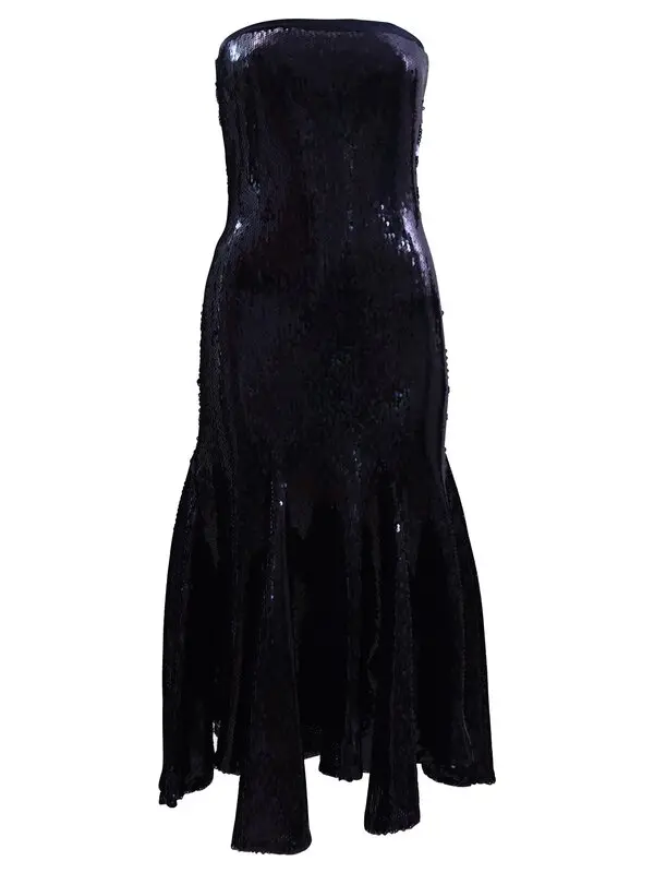 FRANCESCA MIRANDA Simone Sequin Midi Dress - Black
