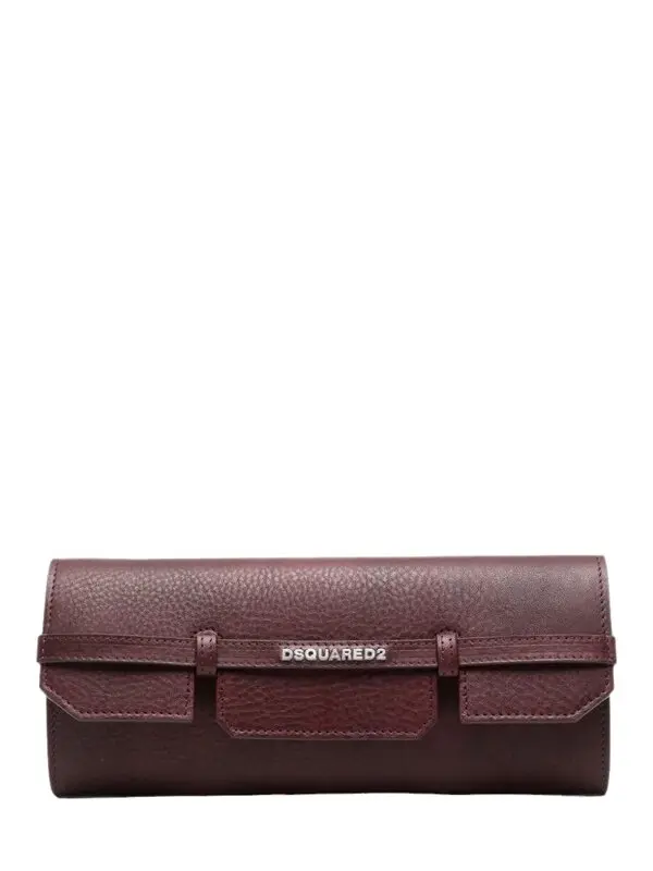 Dsquared2 Leather Clutch With Logo Detail - Red