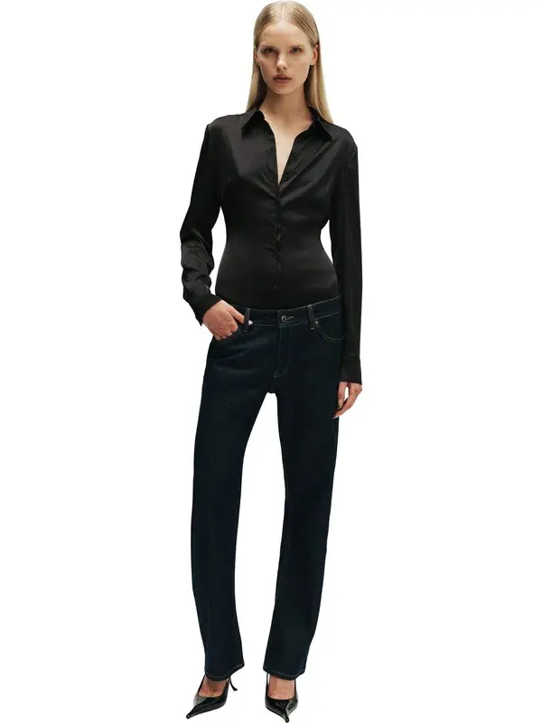 Bardot Trina Fitted Satin Shirt - Black