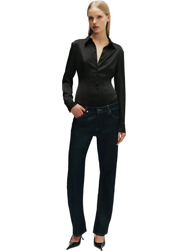 Bardot Trina Fitted Satin Shirt - Black