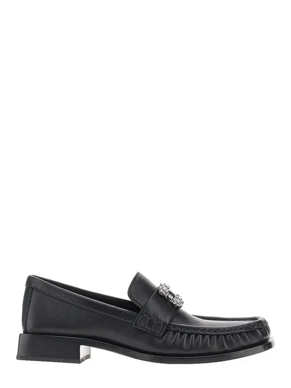 ROGER VIVIER Embellished Leather Loafers - Black