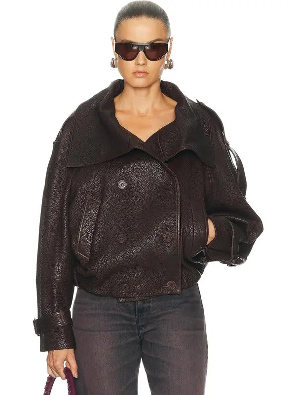 Acne Studios Laris Leather Jacket - Dark Brown