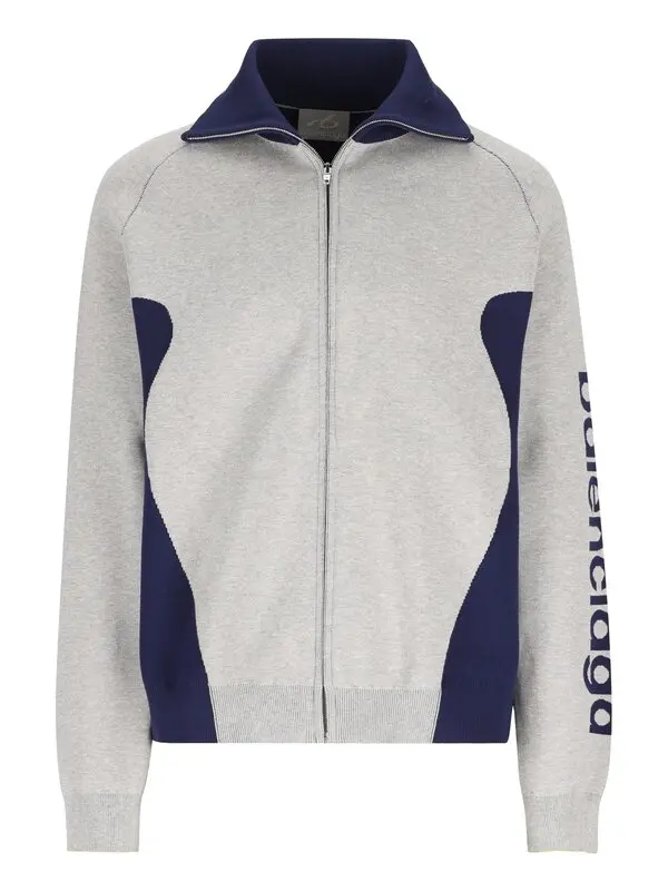 Balenciaga Zip-up Knitted Cardigan - Gray