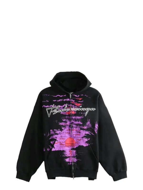 Balenciaga Zip-up Hoodie - Black