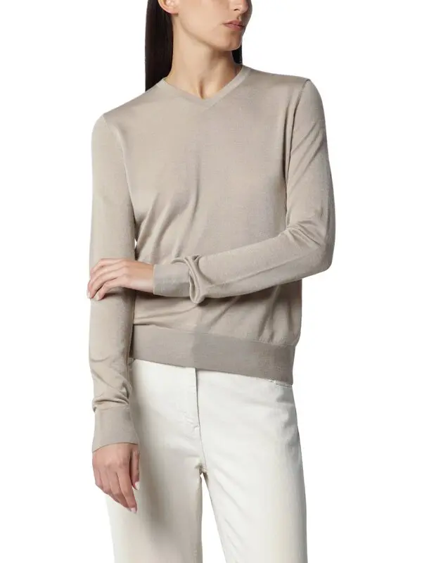 THE ROW Cashmere And Silk V-neck Sweater - Beige