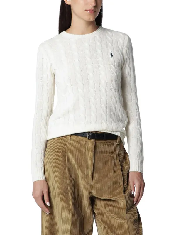 Polo Ralph Lauren Cream Wool And Cashmere Cable-knit Crewneck Sweater - Beige