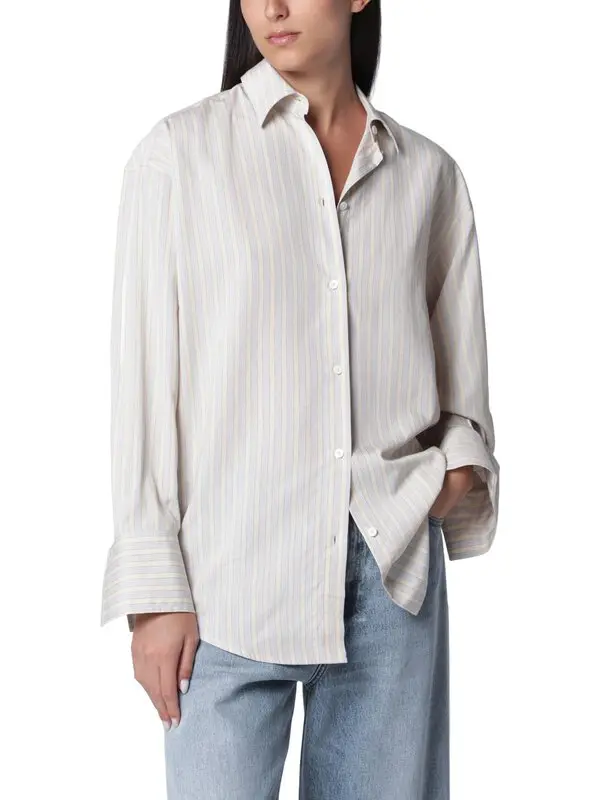 TOTEME Striped Viscose And Silk Blend Shirt - Multicolor
