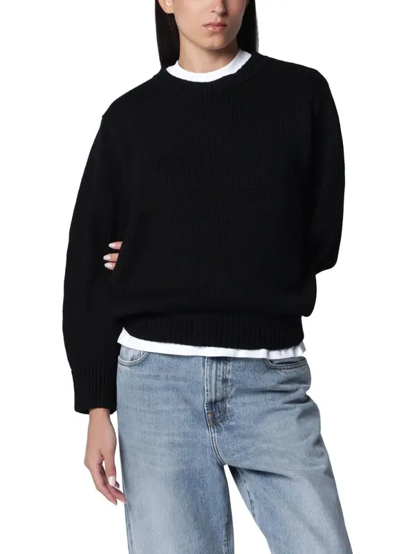 TOTEME Oversized Crewneck Sweater In Cotton - Black