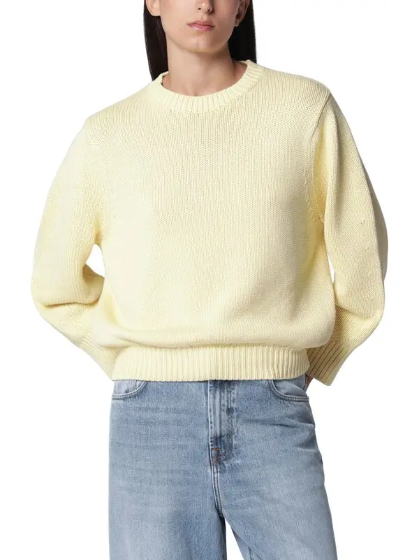 TOTEME Oversized Crewneck Sweater In Cream Cotton - Yellow