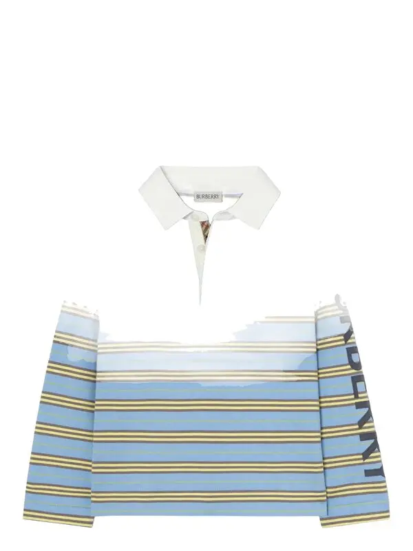Burberry Striped Cotton Rugby Shirt - Light Blue