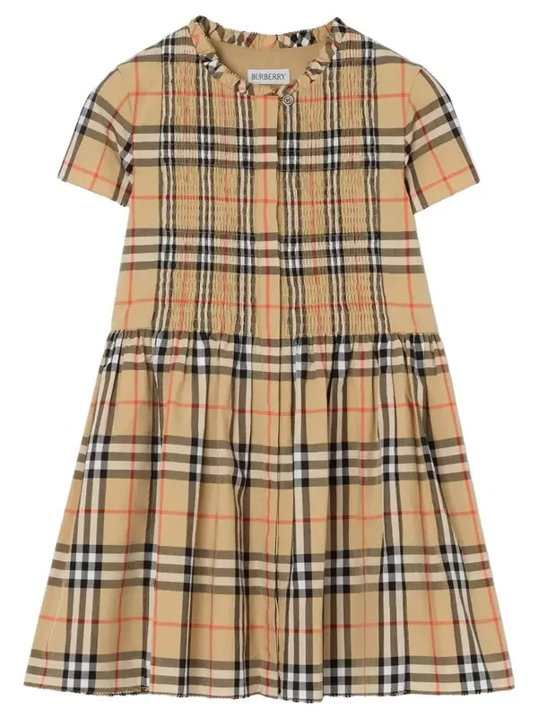 Burberry Check Cotton Dress - Beige