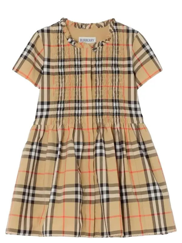 Burberry Check Cotton Dress - Beige