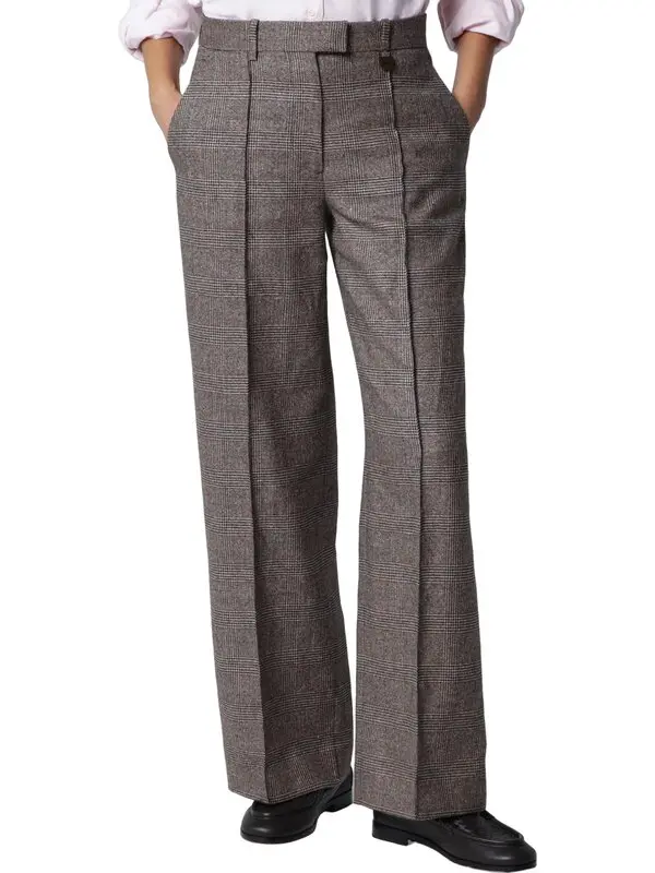 Burberry Prince Of Wales Check Wool-blend Trousers - Beige