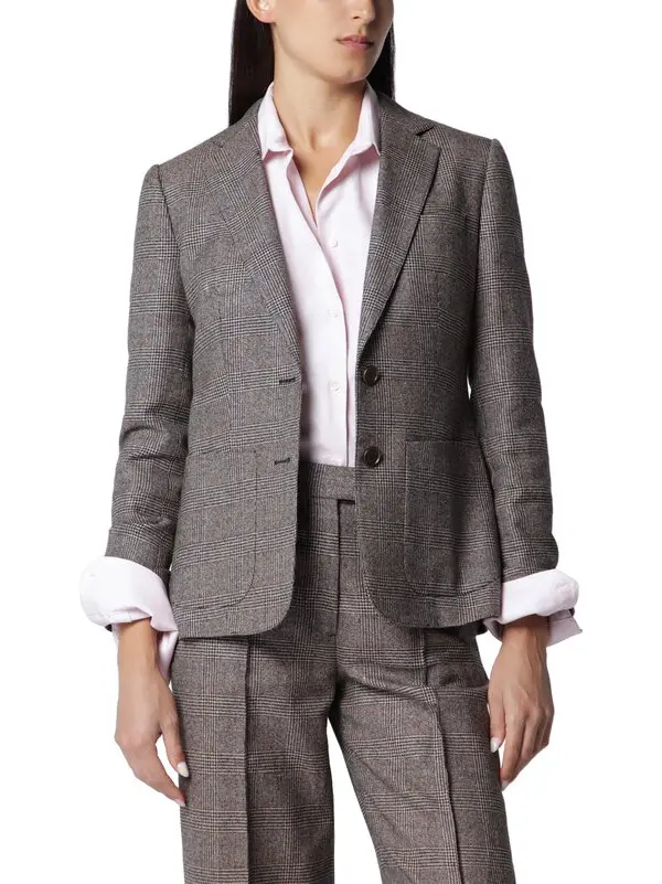 Burberry Prince Of Wales Check Wool-blend Single-breasted Jacket - Beige